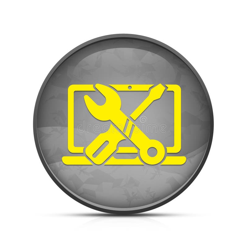 Repair Computer Icon on Classy Splash Black Round Button Illustration ...