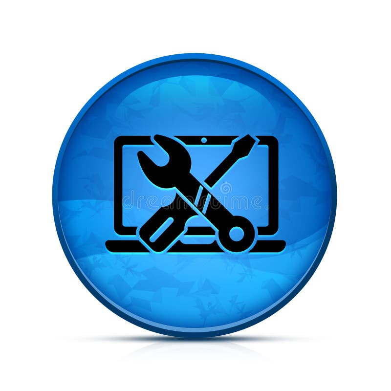 Repair Computer Icon on Classy Splash Blue Round Button Illustration ...