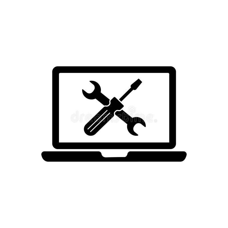 Technical Support Icon. Computer Service. Gears on Screen Laptop ...