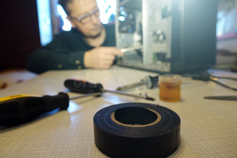 Repair of Computers at Home. Stock Photo - Image of attentively ...