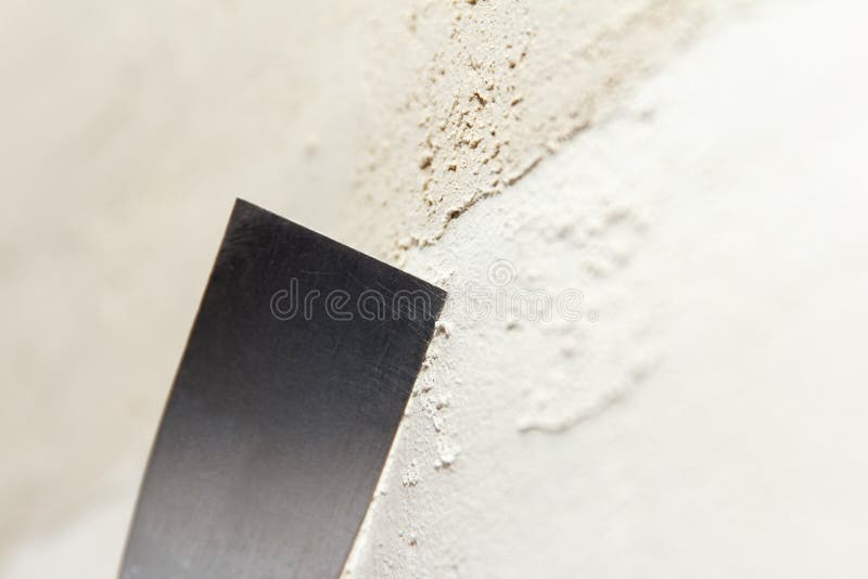 Repair, Construction Process of Patching the Wall with a Spatula Stock ...