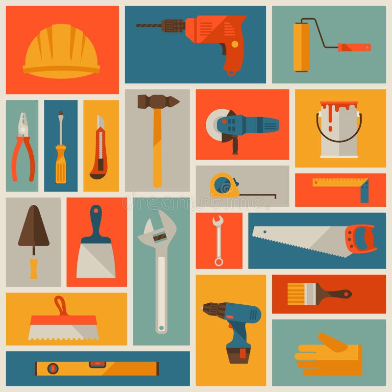 Set of Vector Construction Tools Icons Stock Vector - Illustration of ...