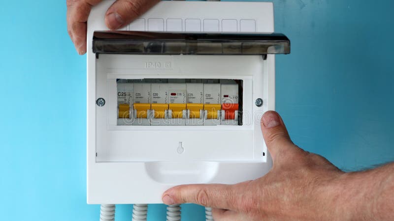 Electrical Installation Work of Installing Consumer Unit. Stock Photo ...
