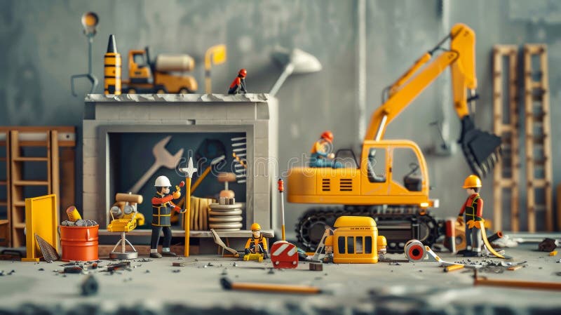 A Repair Crew is Actively Engaged in Construction Tasks, Utilizing ...