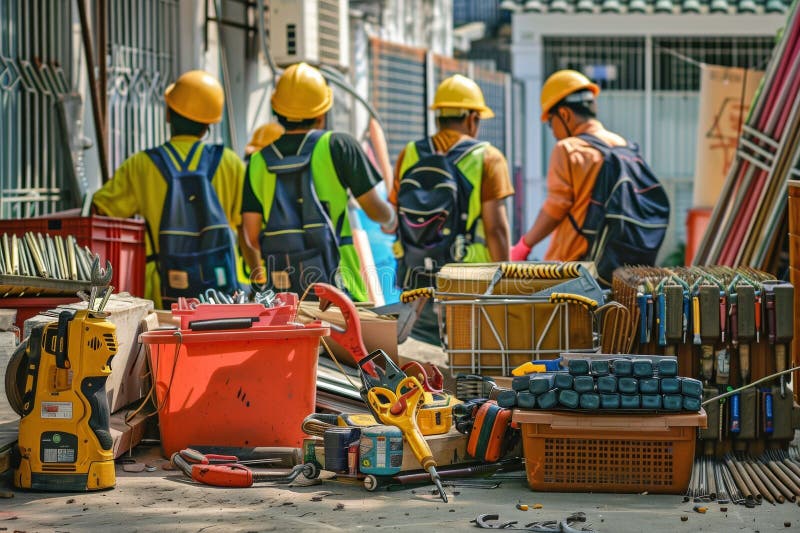 A Repair Crew is Gathered at the Construction Area, Engaging with ...