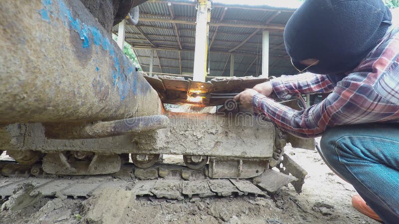 Repair, cut off the tracks stock video. Video of farmer - 60930859