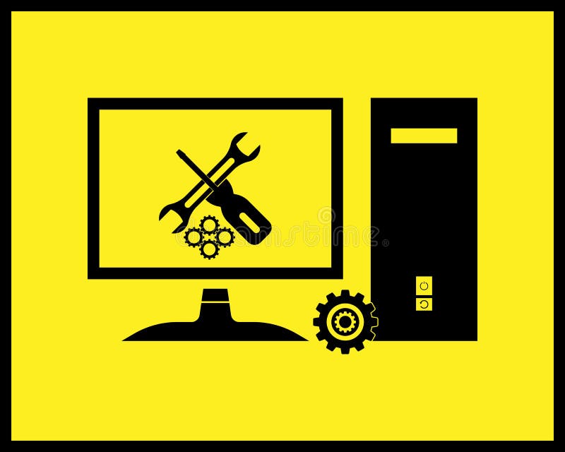 Repair Desktop Computer Icon Stock Vector - Illustration of tool ...