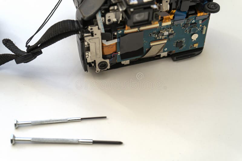 Repair of Digital Camera. the Camera is Disassembled Stock Image ...