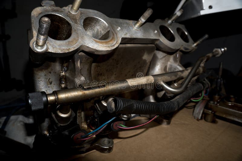 Repair of a Disassembled Old Engine Intake Manifold Stock Photo - Image ...