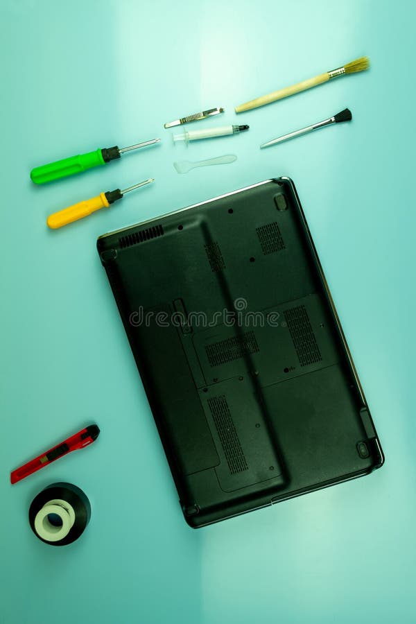 Repair, Disassembly, Laptop Cleaning Stock Image - Image of hand ...