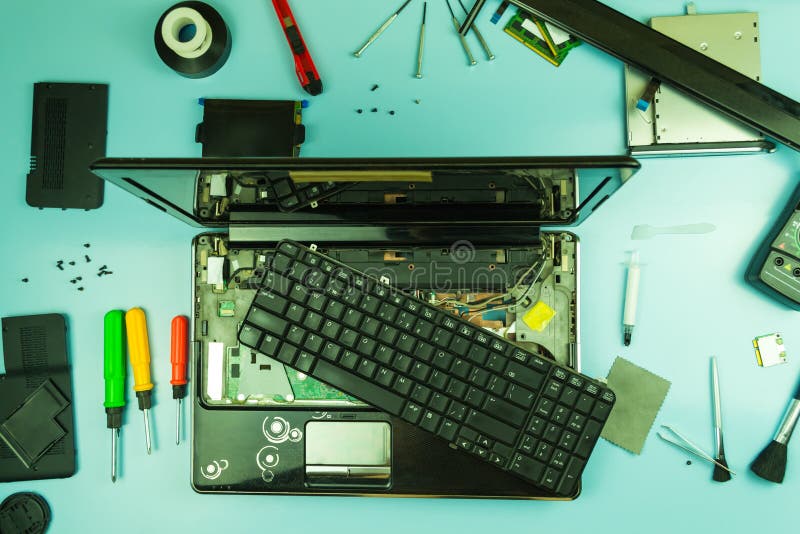 Repair, Disassembly, Laptop Cleaning Stock Image - Image of hand ...