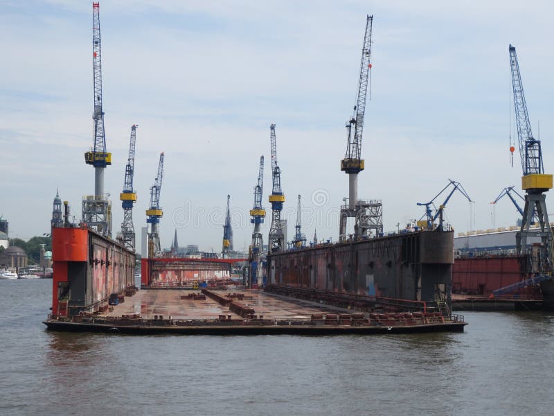 Hamburg, Germany. Elbe. Repair Dock for Ships Stock Image - Image of ...