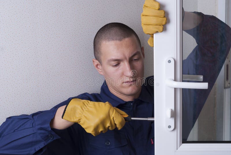 Repair door lock stock image. Image of adult, hand, plastic - 106912533