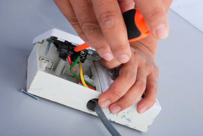 Repair of electric socket stock photo. Image of indoor - 20626222