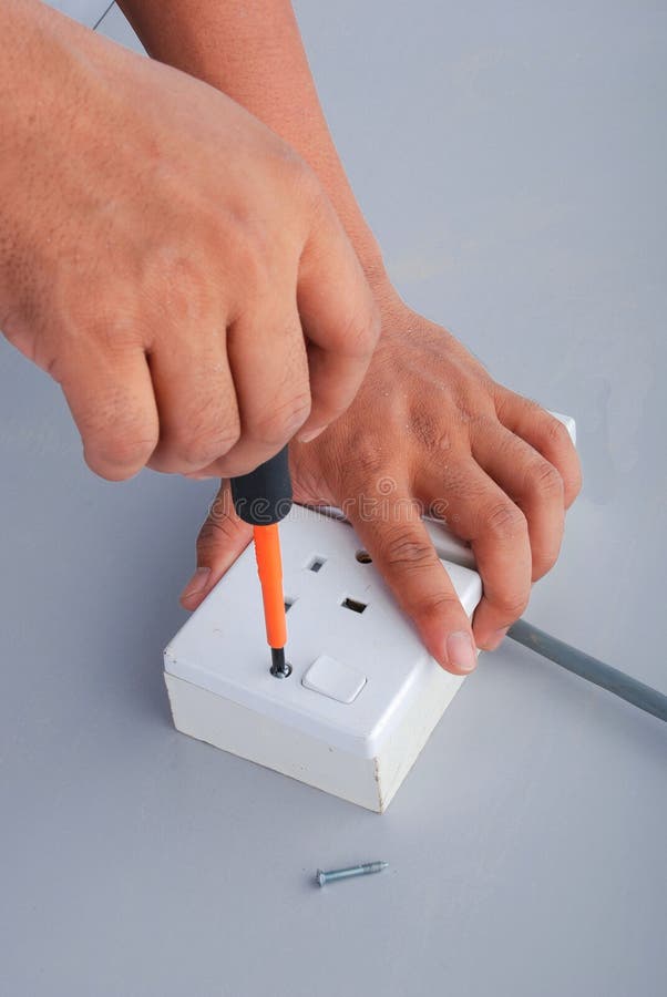 Repair of the Electric Socket Stock Photo - Image of project, site ...