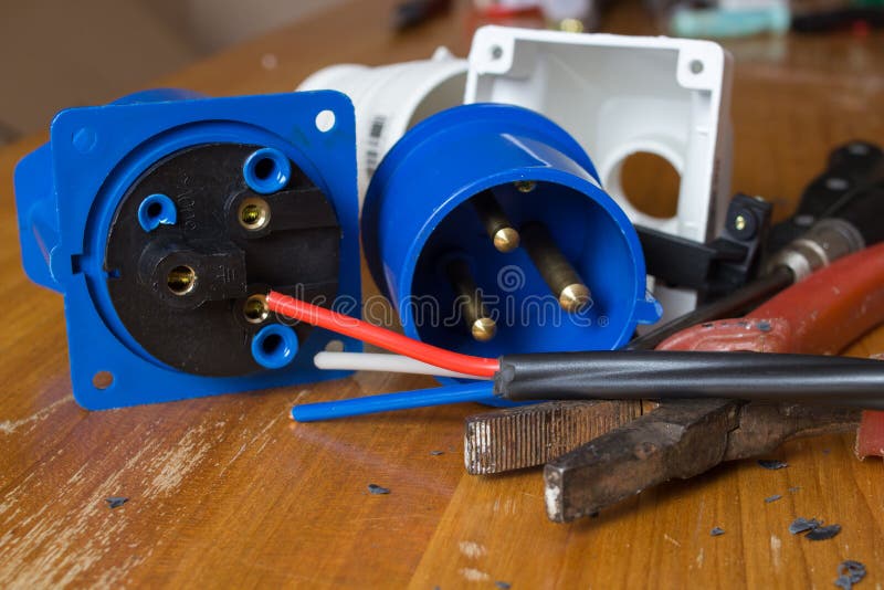 Repair of Electrical Sockets on the Table Stock Image - Image of parts ...
