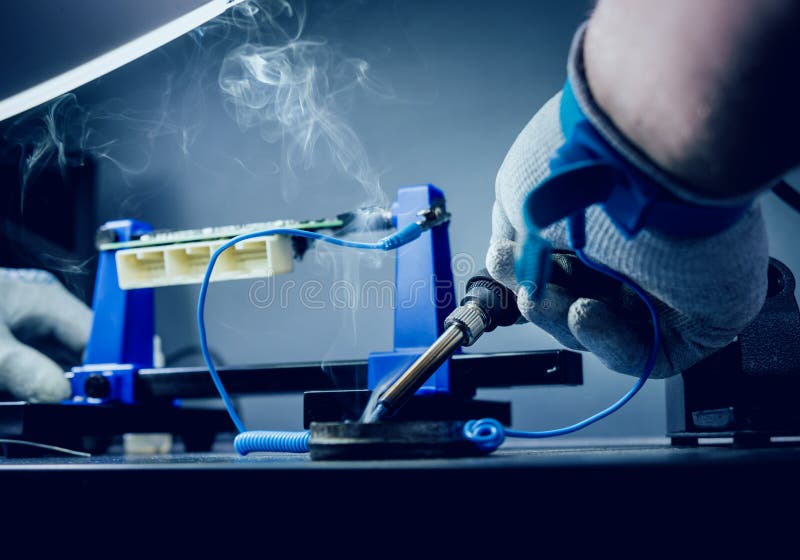 Repair of Electronic Devices, Soldering and Circuit Board Stock Image ...
