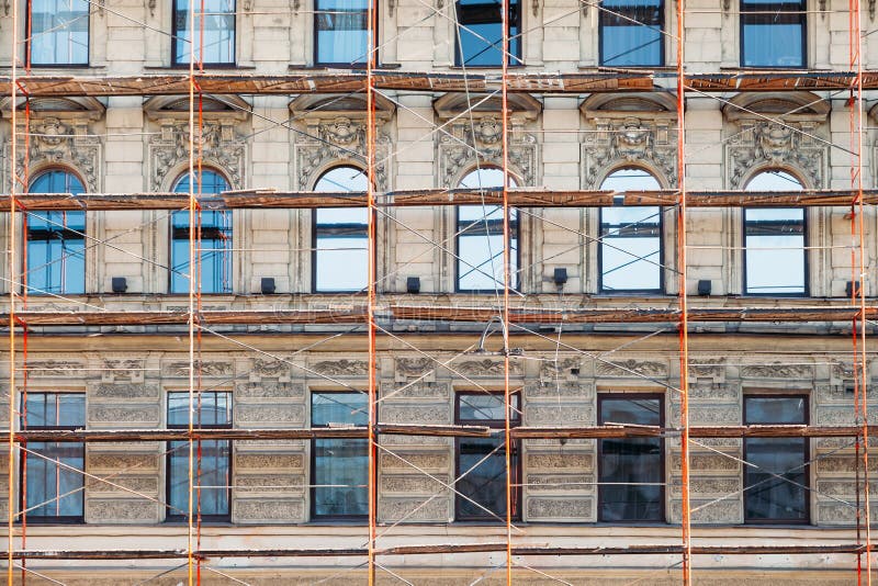 Repair of the Facade of a Beautiful Historic Building Stock Image ...