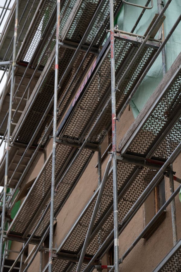 Repair of the House.Scaffolding Close-up. Preparatory Building Work ...