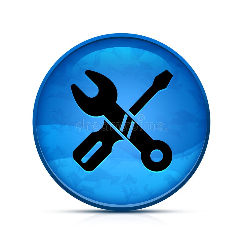 Repair Icon on Classy Splash Blue Round Button Illustration Stock ...
