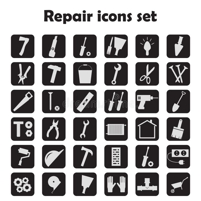 Repair icon set. stock vector. Illustration of drill - 69339155