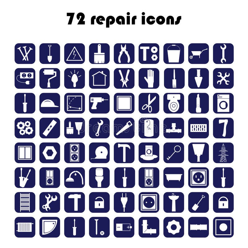 72 repair icons stock vector. Illustration of workshop - 68608362