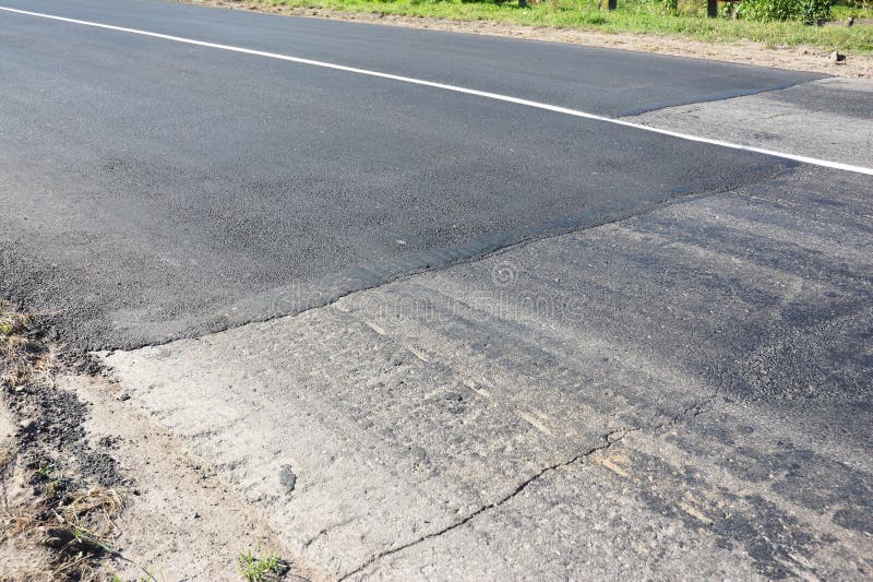 Repair and Install Old Asphalt Road with Cracks. Stock Photo - Image of ...
