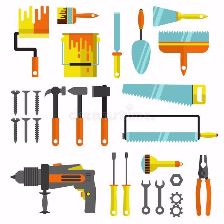 Repair Instruments. Flat Icons. Stock Vector - Illustration of object ...