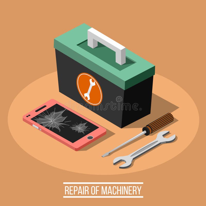 Repair of Machinary Isometric Design Concept Stock Vector ...