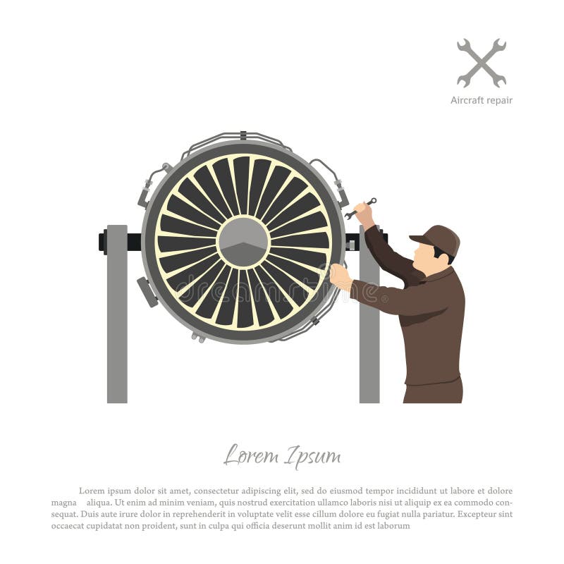 Repair and Maintenance of Aircraft. Engineer Repairing Airplane Stock ...