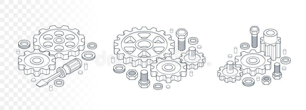 Repair and Maintenance Concept Set, Technics Service, Gears and Tools ...
