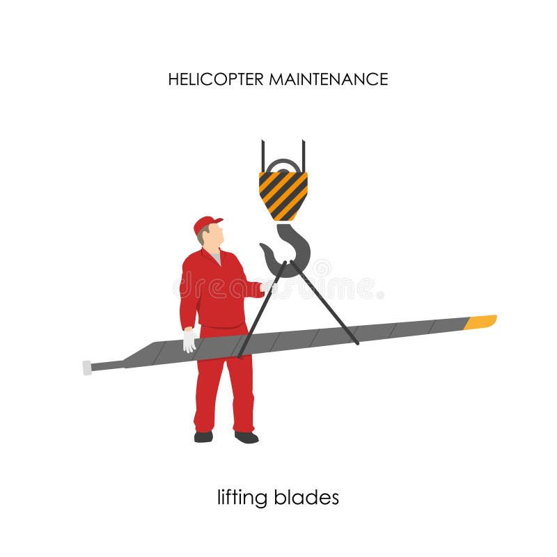Repair and Maintenance of Helicopters. Lifting Blades Stock Vector ...