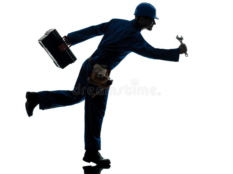 Repair Man Worker Running Urgency Silhouette Stock Images - Image: 37553804