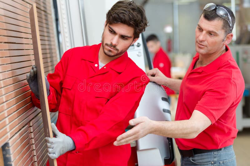 Repair Men Measuring Kitchen Cabinet Stock Photo - Image of oneperson ...