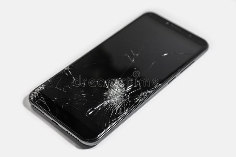 Repair of Mobile Devices. Broken Touchscreen Display of Black ...