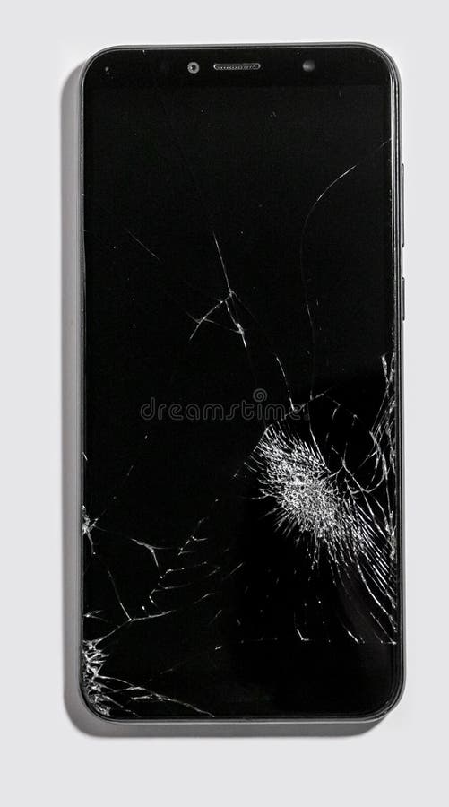 Repair of Mobile Devices. Broken Touchscreen Display of Black ...