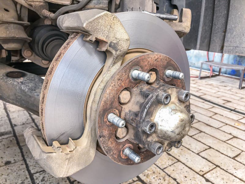 Repair old car brake discs stock photo. Image of check - 221094976