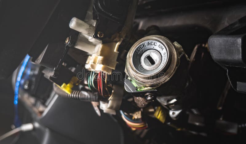 Engine Start Key Hole of a Old Car Stock Image - Image of drive, lock ...