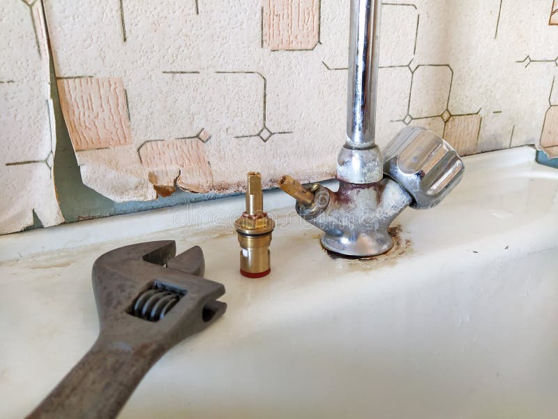 Repair of an old water tap stock photo. Image of change - 208488072