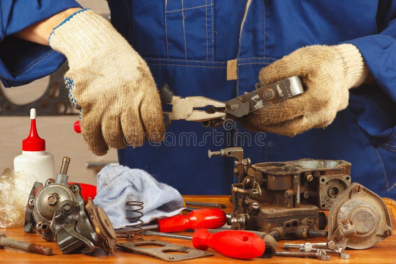 Repair of Parts of the Old Engine in Workshop Stock Image - Image of ...