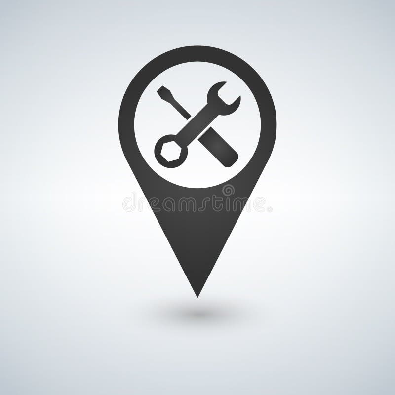 Repair, Pin Pointer on Map Location. Stock Photo - Image of symbol ...