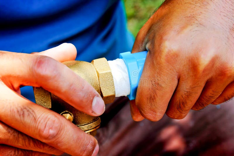 Repair the pipe stock photo. Image of plumber, hand, spares - 31215556