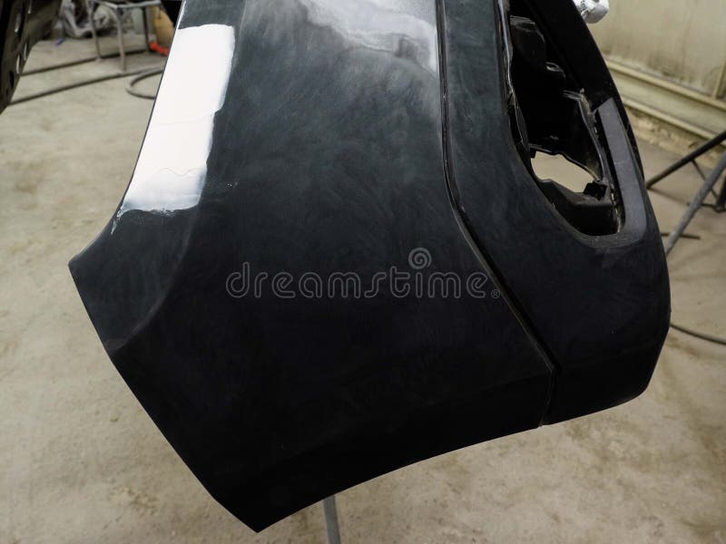 Repair of Plastic Bumpers and Application of Car Putty Stock Photo ...