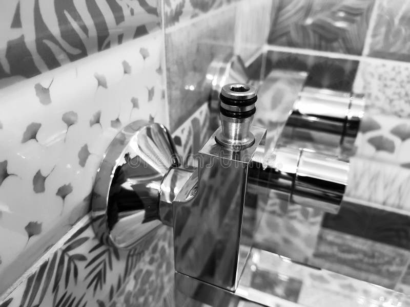 Repair and Construction - Water Tap on a Tile in the Bathroom Stock ...