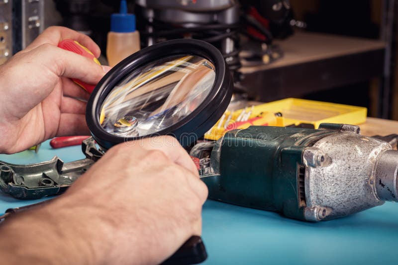 Repair of Power Tools in the Service Center Stock Image - Image of ...