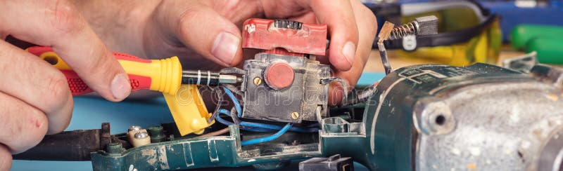 Repair of Power Tools in the Service Center Stock Photo - Image of ...