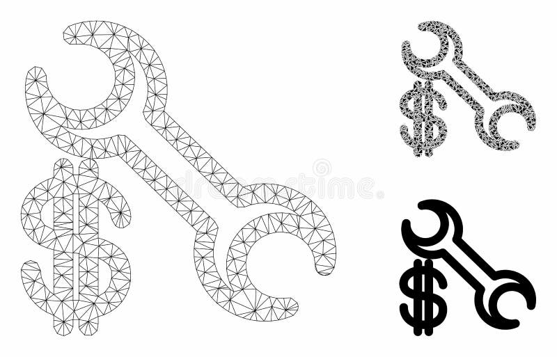 Repair Price Vector Mesh Network Model And Triangle Mosaic Icon Stock