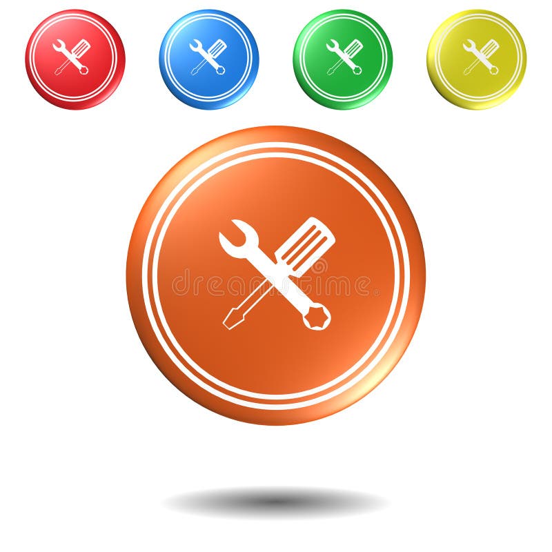 Repair Push Button Set,3D Illustration Stock Illustration ...