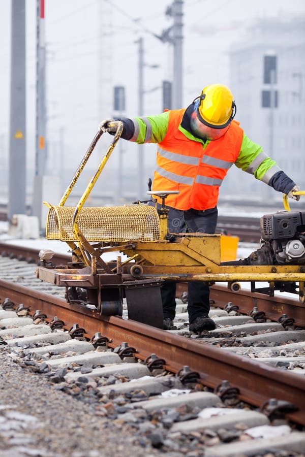 Repair the railtrack stock image. Image of winter, repairing - 16995811