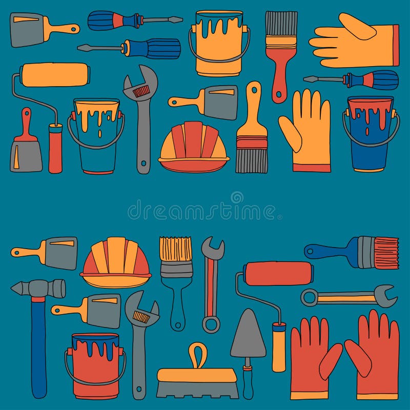 Repair and Renovation Tools Hand Drawn Vector Icons Stock Vector ...